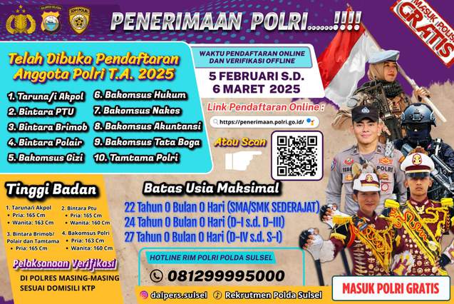 Siapkan Dirimu, Polri Buka Pendaftaran Akpol, Bintara Dan Tamtama Hingga 6 Maret 2025